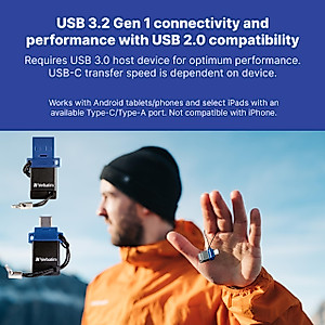 Verbatim 32GB Store ‘n’ Go Dual OTG USB 3.2 Gen 1 Flash Drive for USB-C Devices – 2 in 1 Type C Thumb Drive