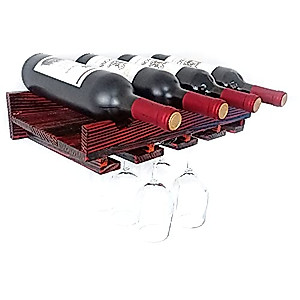 HIVVI Wall Mounted Wine Rack, Designed Specifically for Wine Bottles Glass, Floating 16.5 Inch Wooden Shelf,Home and Kitchen Decor