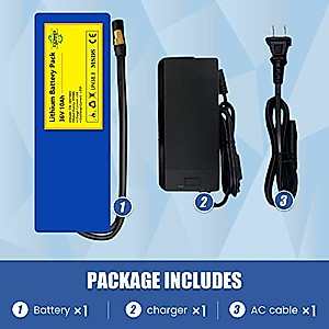 36V Ebike Battery for Electric Bike Bicycle, 36v 10ah Lithium Battery Pack for Scooter, 36 Volt Lithium Battery for Electric Bike Replacement , 20A BMS for 350w 500w 750w Motor ,42v 2A Charger (B-2)