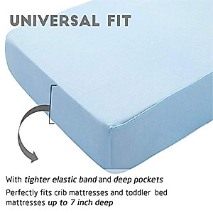2 Pack Jersey Crib Sheets Set, Stretchy Jersey Knit Fitted Crib Sheet for Boys and Girls, Size 28 x 52 in, Baby Sheets Soft and Breathable (Blue Grey)