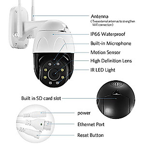 TENVIS Security Camera Outdoor - 1080P Home Security Surveillance IP Camera, Pan/Tilt 2.4G WiFi Camera, IP65 Waterproof, Night Vision, 2-Way Audio, Motion Detection, Cloud Camera, Works with Alexa