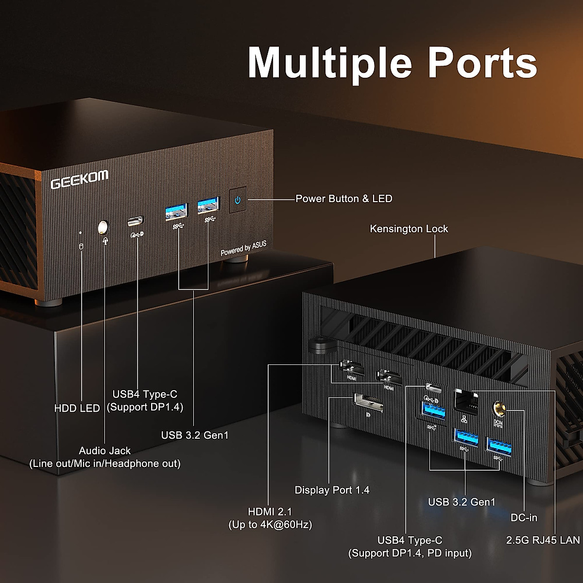 GEEKOM Mini PC AS6, AMD Ryzen 9 6900HX, AMD Radeon 680M Graphics, 32GB DDR5+1TB PCIe Gen 4 SSD Mini Computers Windows 11 Pro Desktop Computer Support Wi-Fi 6E/Bluetooth 5.2/USB 4.0/2.5Gbps LAN/8K
