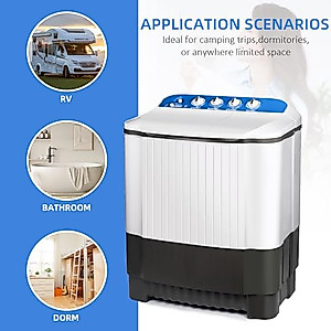 JANREAY Portable Washing Machine 32lbs Portable Washer and Dryer, Washer(22Lbs) and Spinner(10Lbs) Cycle Combo 2 In 1 Mini Twin Tub Washing Machine for Apartments, Dorms, Camping and More Grey