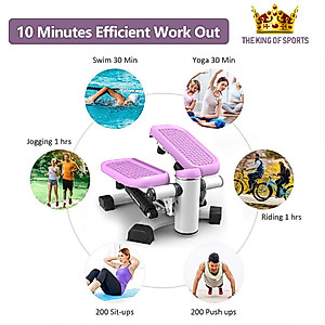 leikefitness Premium Portable Climber Stair Stepper & Waist Fitness Twister Step Machine with LCD Monitor ST6600-1(Pink)