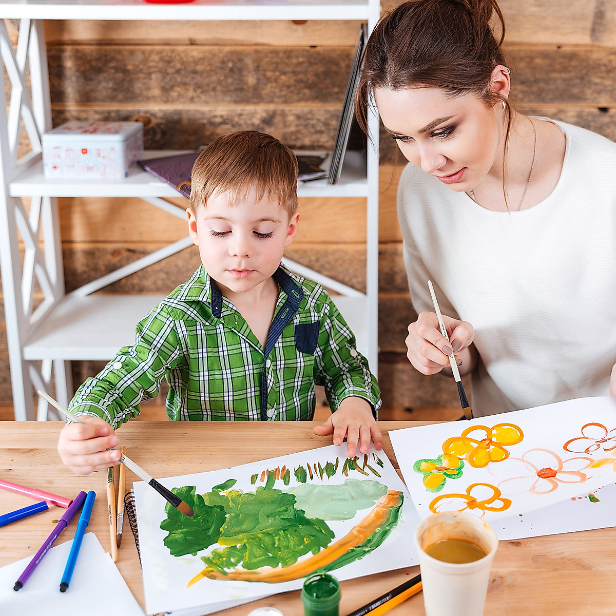 Filbert Paint Brushes Set, 12 PCS Synthetic Nylon Professional Artist Paint Brushes for Watercolor, Oil Painting, Acrylic, Face Body Nail Art, Crafts, Rock Painting