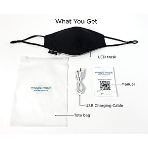 Magic Mask LED Lighted Face Mask, Smart Face Cover, Digital Programmable Lights, Bluetooth App Controlled, Wireless, Adults, Men, Women