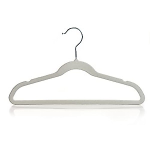 Concepts Pack of 18 Baby Hangers in Gray Velvet with Silver Hooks