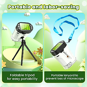 Skirfy Microscope Kids Toys, Science Kit with 1000x HD Video Photo Digital Mini Microscope, Family Day Games STEM Learning Educational Toys for Kids Age 6+, Easter Valentines Day Gifts for Kids