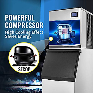 VEVOR 110V Commercial Ice Maker 550LBS/24H, 350LBS Large Storage Bin, ETL Approved, Clear Cube, Advanced LCD Panel, SECOP Compressor, Air Cooled, Quiet Operation, Include Scoop & Premium Water Filter