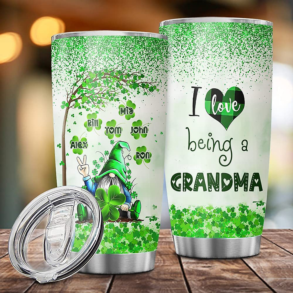 So Many Pets Personalized Gnome I Love Being A Nana Mimi Grandma Tumbler Cup with Grandkids Names, Gift For Grandmother Granny Grammy Birthday 20oz 30oz Coffee/Tea Mug with Lid