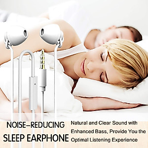 Ururtm Sleeping Headphones Earphones, Soft Comfortable Silicone Noise Isolating Earbuds with Mic Earplugs for Nighttime, Insomnia, Travel, Sport, Meditation & Relaxation (White)