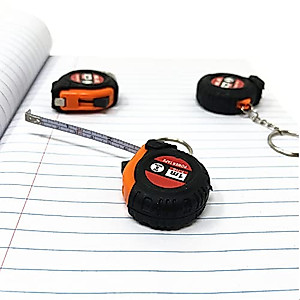 3 Pieces 1m/3ft Mini Keychain Portable Retractable Steel Tape Metric/Inch Measuring Tape Ruler Slide Lock for Body Measure, Kids Adult (3)