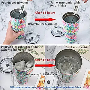 30 oz Tumbler with Lids and Straws,18/8 Stainless Steel Vacuum Insulated Coffee Tumbler,Insulated Travel Mug Water Cup with Leak-Proof Straw Lid & Flip Lid,3 Metal Straws,1 Cleaning Brush & Gift Box