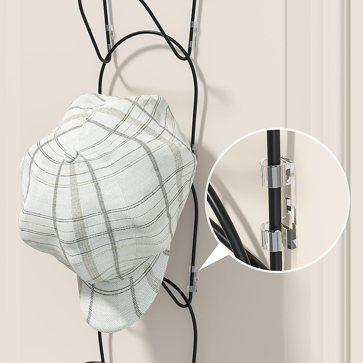 LINFIDITE 10 Pack Hat Rack Hanger Holder Organizer Closet Hanging Baseball Cap Display Storage Rack for Scarves Handbags Towels Clothes Ties Over Door Wall Mounted w Hanging Hook Black