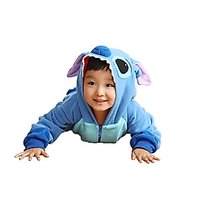 OGU' DEAL Kids Halloween Onesie Animal Pajamas Cosplay One Piece Costumes Cartoon Outfits Jumpsuit for Boys Girls Blue