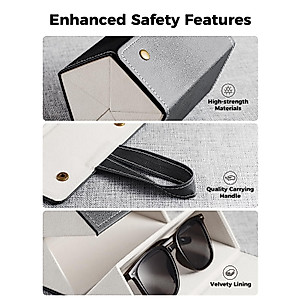 Simplelement Travel Sunglasses Organizer, Sunglass Travel Case for Multiple Pairs, Portable Glasses Travel Case Organizer