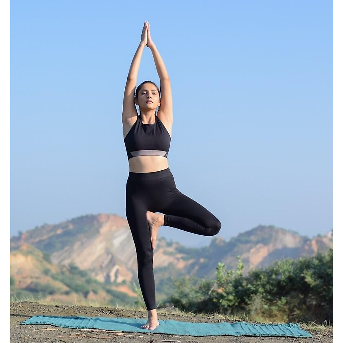 Jaipur art & Rugs Organic Cotton Yoga Mat - Eco-Friendly Hand-Woven Rug - Non Slip & Thick (24”x72”x5mm) for Everyday Fitness at Home - Comfortable Extra-Long (Dark Green)