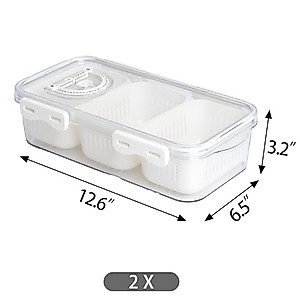 Eanpet 2Pack Divided Snackle Box Charcuterie Container Poratble Bacon Container for Refrigerator 3 Compartment Serving Veggie Tray with Lid Portable Travel Fruit Caddy for Cheese,Candy,Ham,Salad