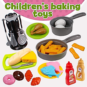 TECHNOK 83PCS Pretend Play Kitchen Toys Cookware with Play Food Toy Set - Play Dishes Cookware Set - Large Toy Pots and Pans for Kids Kitchen Pretend Dishes - Play Food Set - Cooking Utensils