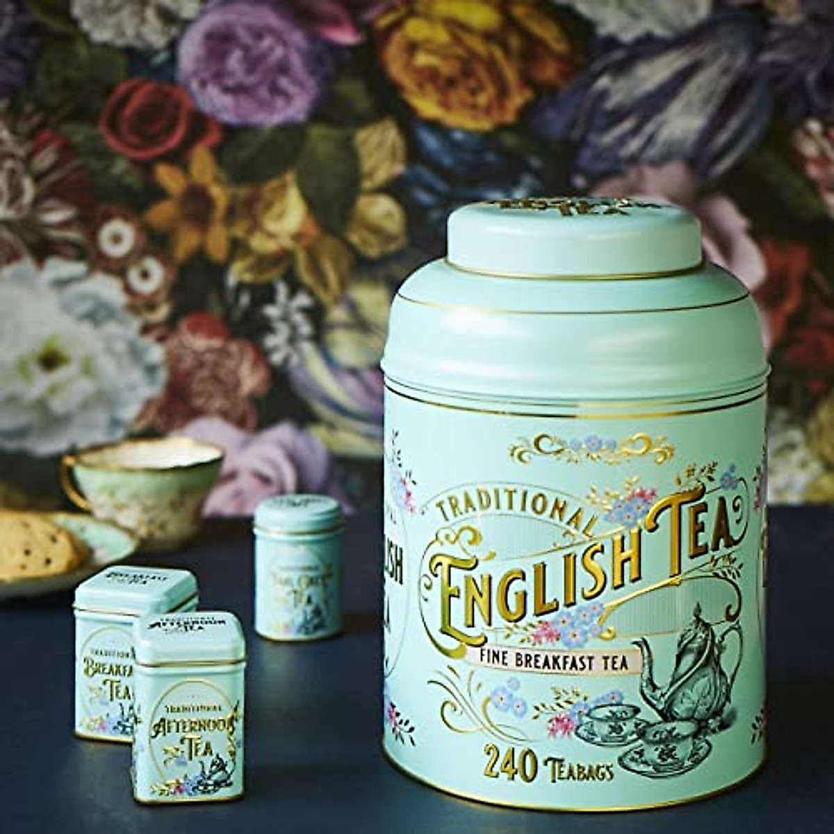 New English Teas Vintage Victorian Tea Tin with 240 English Breakfast ...