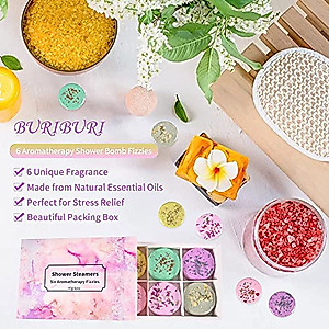 Shower Steamers Aromatherapy Pack of 6 with Essential Oil, Chamomile, Vanilla, Lavender, Sakura, Lily, Jasmine