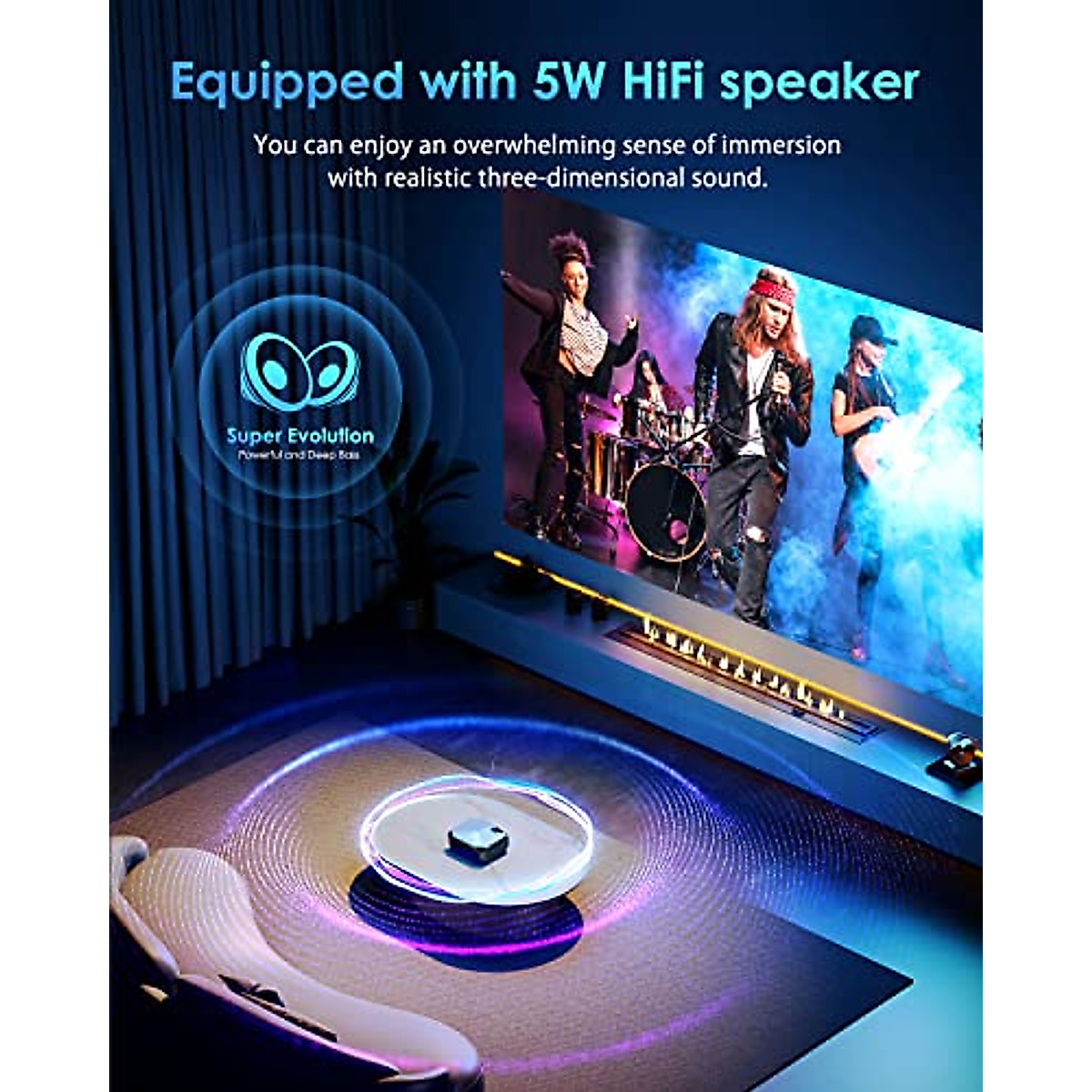 Projector with 5G WiFi & Bluetooth, YOWHICK 10000L Full HD 1080P Outdoor Portable Video Projector Support 4K, Home Theater Movie Projector Compatible with HDMI, VGA, USB, Laptop, iOS & Android Phone