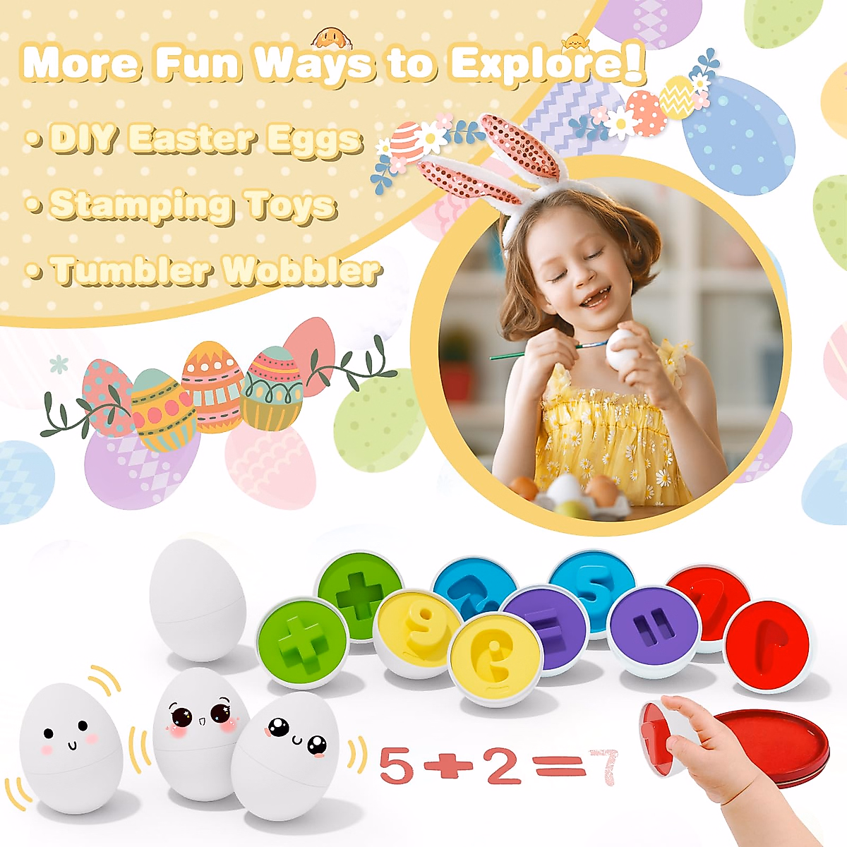 maysida Easter Basket Stuffers 12 Pack Matching Eggs, Shape Color Easter Eggs with Chicken Toy, Sensory Play Learn Toy for Kids Toddler Girl Boy, Educational Easter Essentials Gift Hunts Party Favors