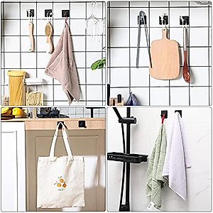 Shimeyao 16 Pcs Black Adhesive Hooks Heavy Duty Wall Hooks Bathroom Towel Hook Matte Black Stainless Steel Waterproof for Hanging Coat Hat Towel Robe Key Clothes Office Kitchen Bathroom