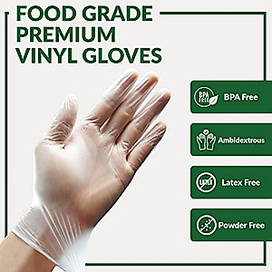 GORILLA SUPPLY Disposable Heavy Duty Vinyl Gloves Latex Free Powder Free, BPA Free Food Safe Grade Disposable Glove, Medium M, 1000 Count