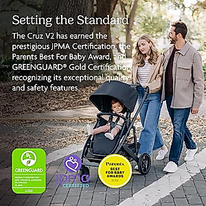 UPPAbaby Cruz V2 Stroller/Full-Featured Stroller with Travel System Capabilities/Toddler Seat, Bumper Bar, Bug Shield, Rain Shield Included/Lucy (Rosewood Mélange/Carbon Frame/Saddle Leather)