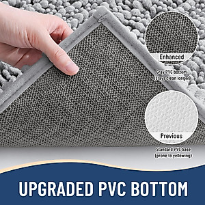 Arotive Luxury Chenille Bathroom Rug Mat, Extra Soft Thick Absorbent Shaggy Bath Rugs, Non-Slip Machine Wash Dry Plush Bath Mats for Bathroom, Shower, and Tub (16''x24'', Light Grey)