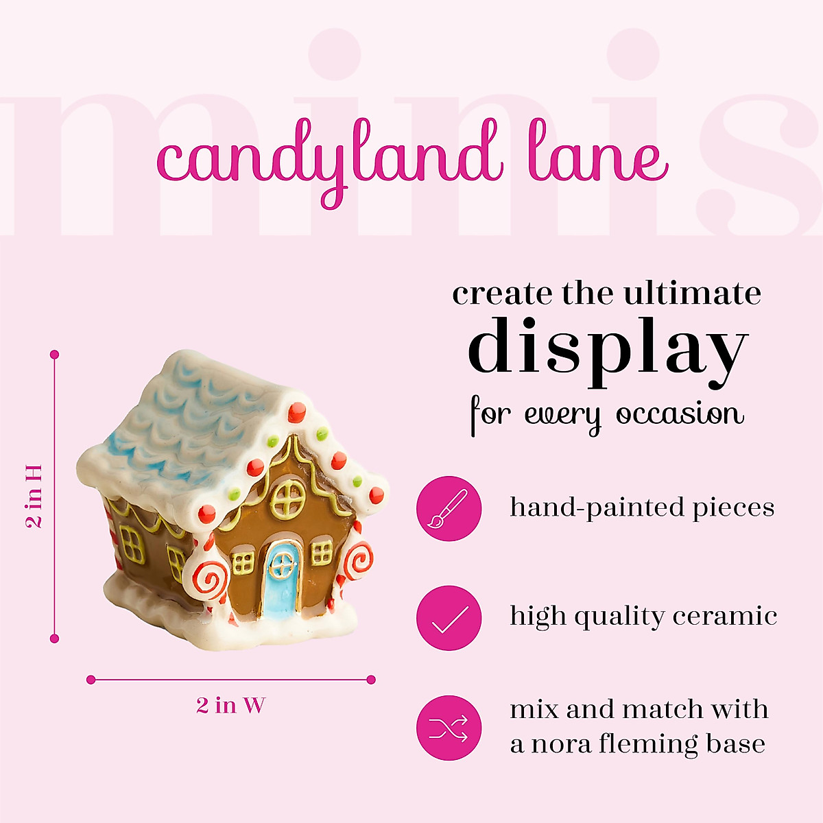 Nora Fleming Candyland Lane (Gingerbread House) - Hand-Painted Ceramic Christmas Decor - Winter Minis for The Home and Office