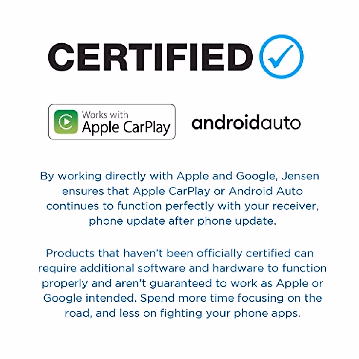 Jensen J1CA9W 9-inch Certified Apple CarPlay Android Auto Wired or Wireless | Single DIN Touchscreen Car Stereo Receiver | Bluetooth | Backup Camera Input | USB Playback & Charge | Sirius XM Ready