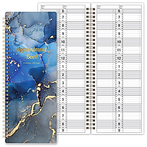 Poluma - Salon appointment book, 11.5" x 4.7", 2 Columns Undated , 6 AM - 9 PM, Twin-Wire Binding, 200 Pages for Hair Stylist - Blue