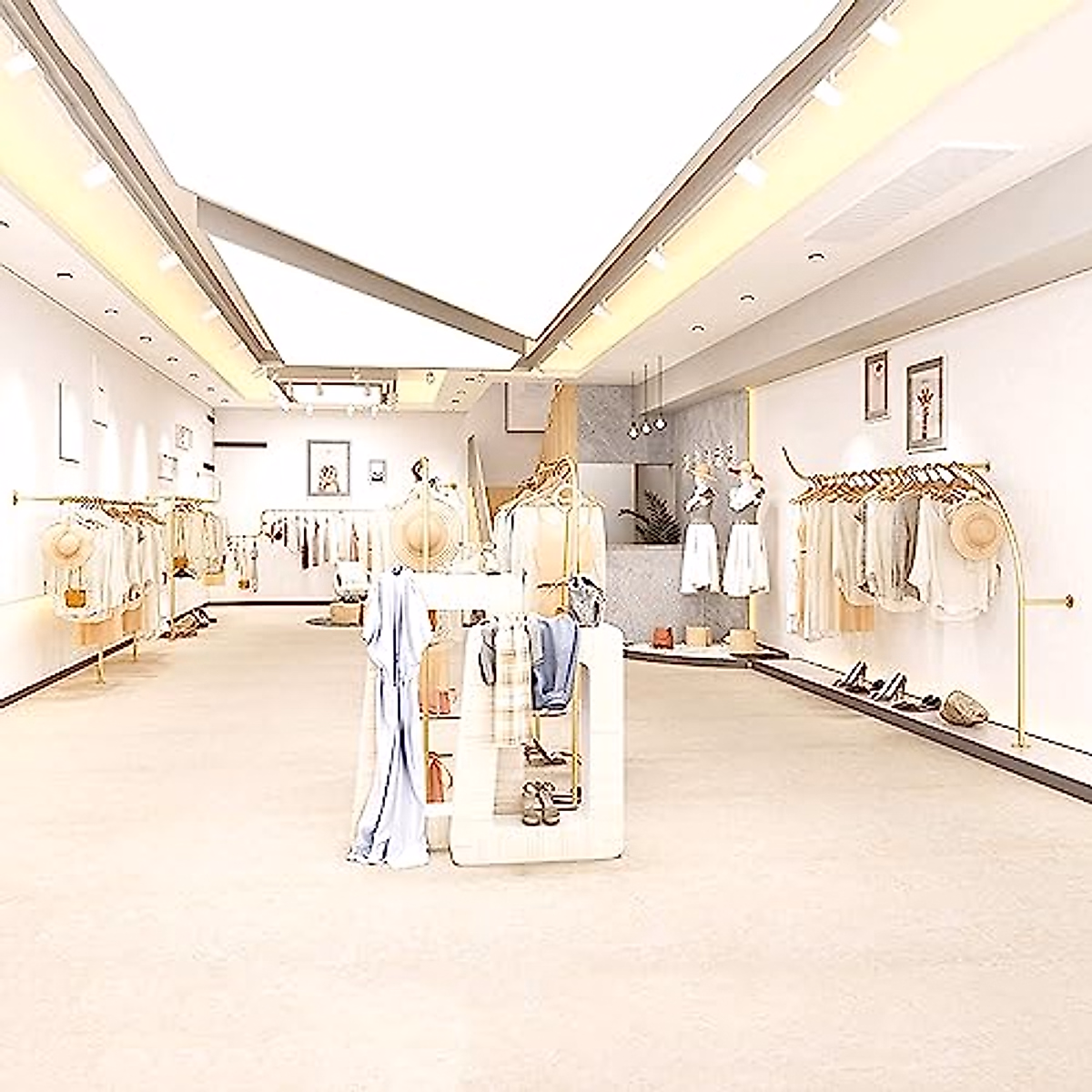 HIYOUGO Heavy Duty Clothing Rack for Boutiques - 200 lbs Capacity Metal Wall Mounted Display - Creative S Shape Design for Shirts and Garments - Ideal for Retail Stores and Commercial Use