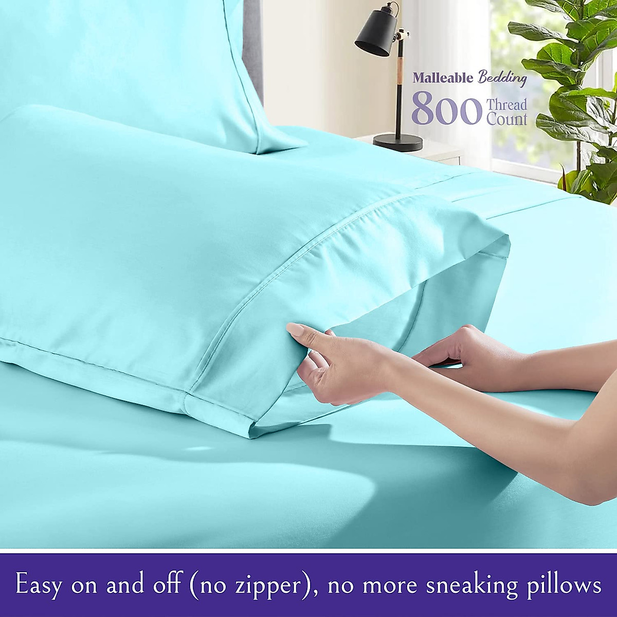 4 PCs RV Sheet Set, 30x80 Bunk, RV Bed Sheets for Campers, RV's & Travel Trailers/Cot Size/Guest Bed Fit Mattress up to 10" deep Motorhome RV Camping Sheet Aqua Blue, Cotton Cot Sheet