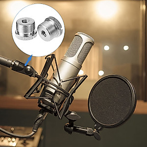 6 Pieces 5/8 Inch Male to 1/4 Inch Female Mic Screw Adapter for Tripod Microphone Stand Adapter Mic Thread Adapter for Microphone Stand Mount, Silver