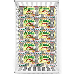 Car Race Track Themed Fitted Crib Sheet,Standard Crib Mattress Fitted Sheet Ultra Soft Material-Baby Sheet for Boys Girls, 28“ x52“,Multicolor
