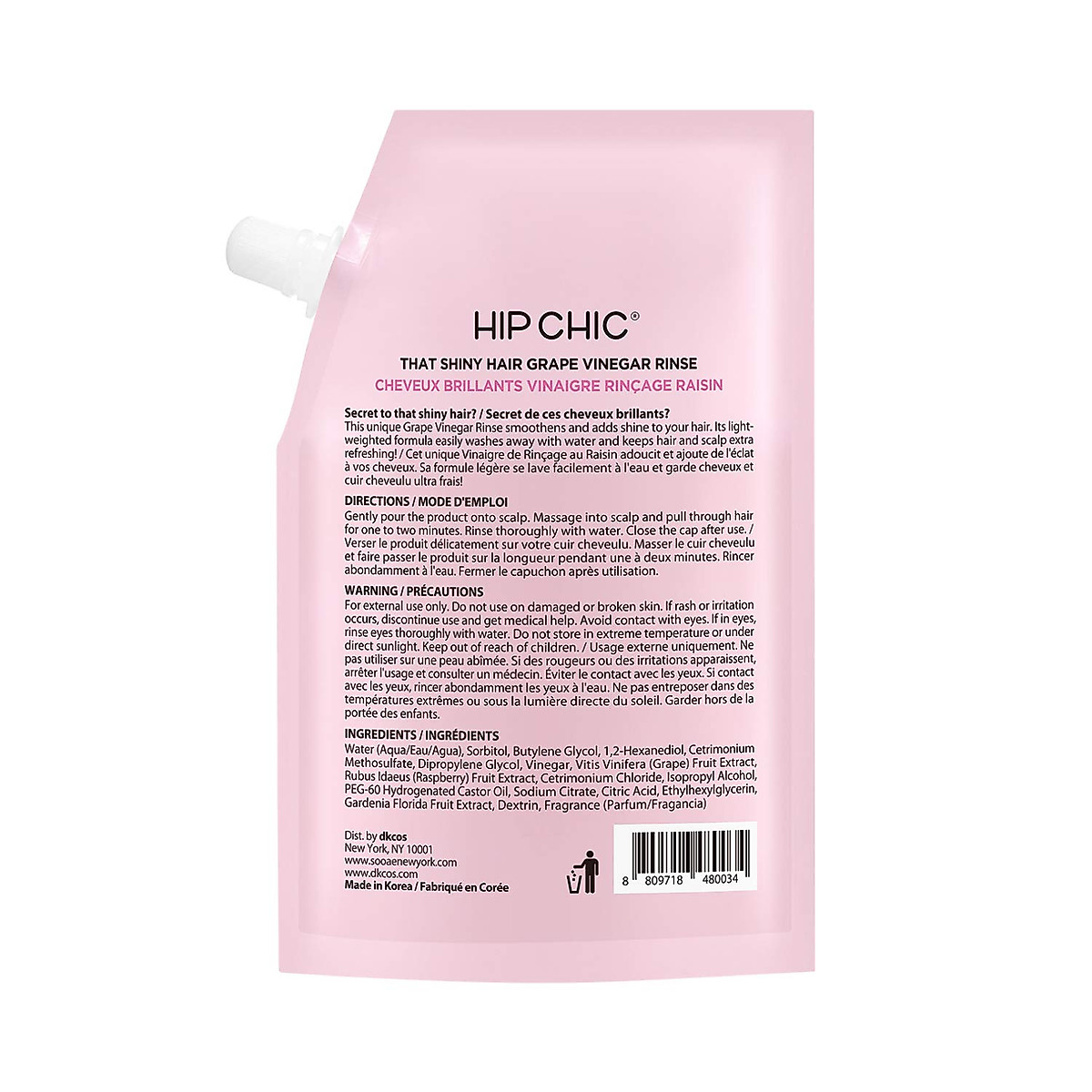 HIP CHIC That Shiny Hair Grape Vinegar Rinse [1 Count] Clarifying for Smooth and Fresh Hair,