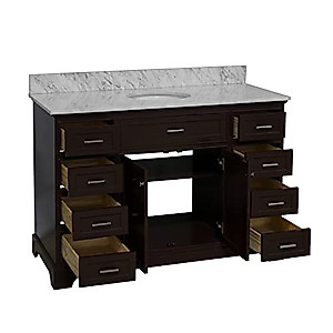 Kitchen Bath Collection Aria 60-inch Single Bathroom Vanity (Chocolate/Carrara): Includes Chocolate Cabinet with Authentic Italian Carrara Marble Countertop and White Ceramic Sink
