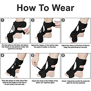 MEYUEWAL Plantar Fasciitis Relief Night Splint, Upgrade 3 Adjustable Straps Elastic Dorsal Night Splint, for Women & Men Plantar Fasciitis Relief Achilles Tendonitis Relief Foot Drop Heel Arch Pain.