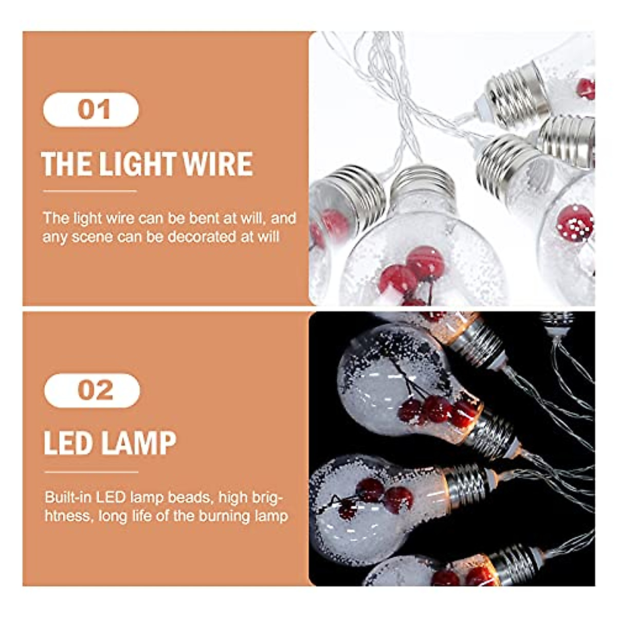 ibasenice LED String Lamp Lightbulb String Light Festival Fairy Light Holiday Party Hanging Light Decoration for Home Garden Yard Lawn