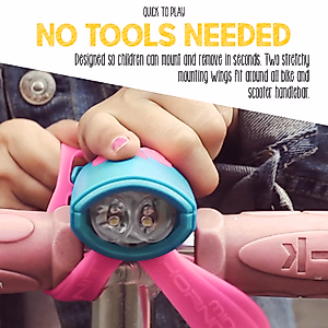 Hornit Mini, Bike & Scooter Horn and Safety Light for Children and Kids, 25 Sound Effects, 6 Light Modes: White Safety Light and Funky Green Light, Black/Black