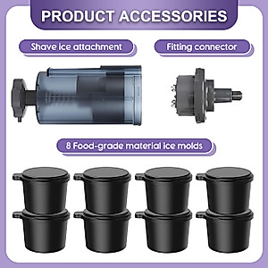 Jooke Shaved Ice Attachment for Kitchenaid Stand Mixer, Kitchen aid Ice Shaver, Ice Crushers for Home Use, Homemade Shaved Ice Maker Snow Cone Machine with 8 Reusable Ice Cube Mold, Instruction Manual