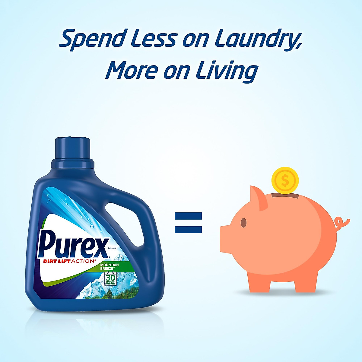 Purex Liquid Laundry Detergent, Mountain Breeze, 2X Concentrated, 126 Loads