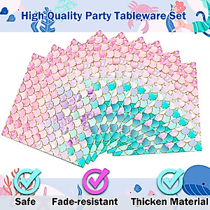 Mermaid Party Decorations, Jestar 96 Pcs Mermaid Birthday Party Supplies Plates and Napkins for Girls Baby Shower Mermaids Birthday Party Bachelorette Party Wedding Bridal Shower Decorations Serves 24