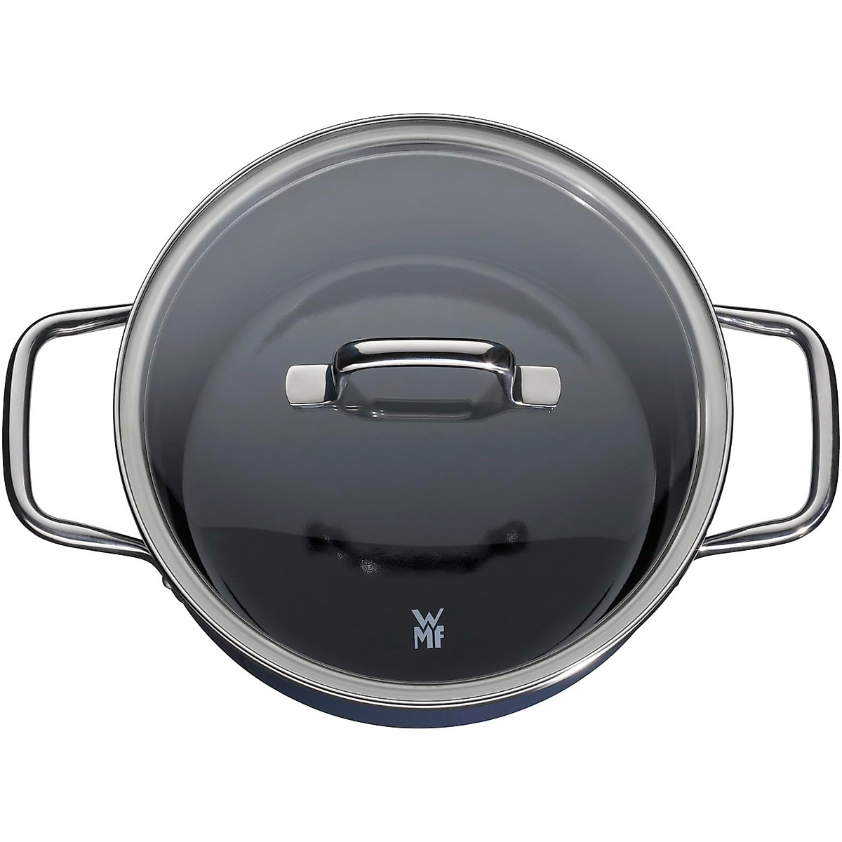 WMF Fusiontec Essential Large Cooking Pot, 20 cm, Glass Lid, Induction Stewing Pan, 2.4 L, High-Tech Ceramic, Scratch-Resistant, Uncoated, Dark Blue, Made in Germany