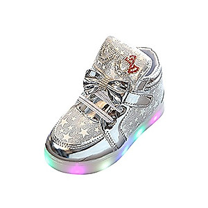 Boy Shoes Size 6 Toddler Baby Fashion Star Luminous Child Casual Colorful Light Shoes (Sliver, 30)