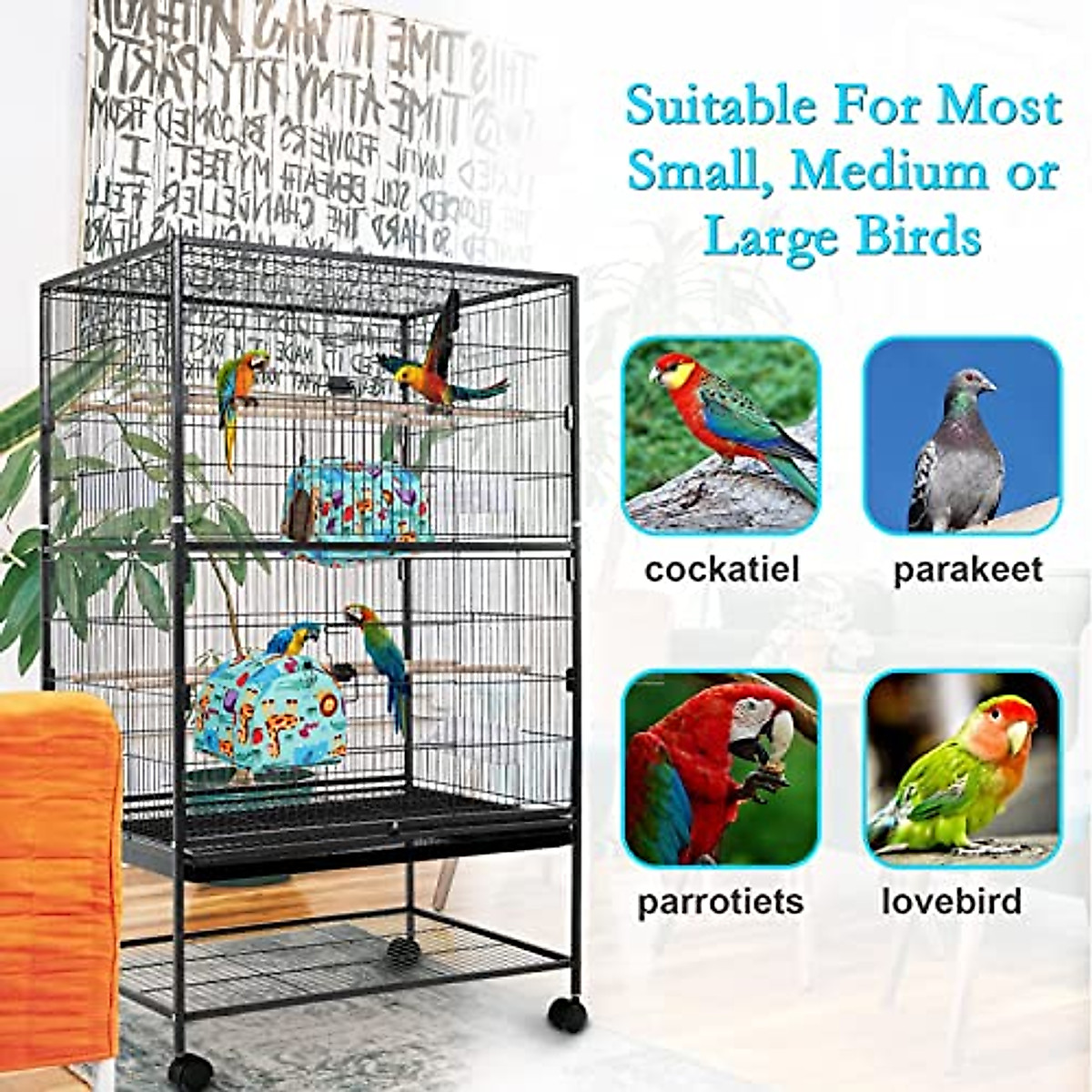 GNEORA Winter Warm Bird Bed for Cage, 2 in 1 Waterproof Parakeet Bird Fluffy Parakeet Nest，Hammock Bird Bed for Parakeets African Grey Cockatoos Cockatiels Lovebird L