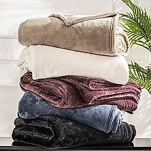 RECYCO Fleece Blanket for Bed, Thick Fuzzy Warm Soft Large Blankets King Size, Ivory White, 108"x90"